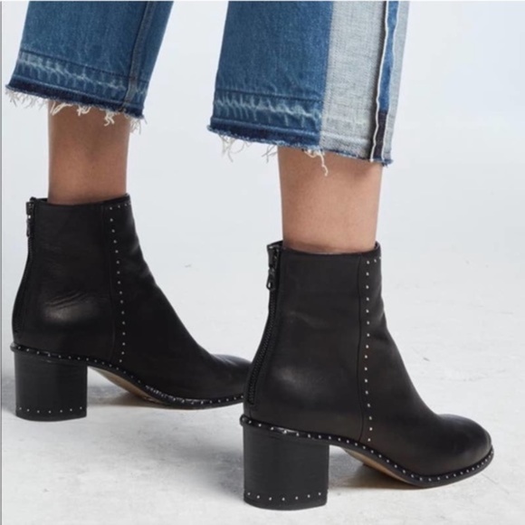 rag & bone | Shoes | Rag And Bone Black Willow Stud Boot Leather Ankle ...